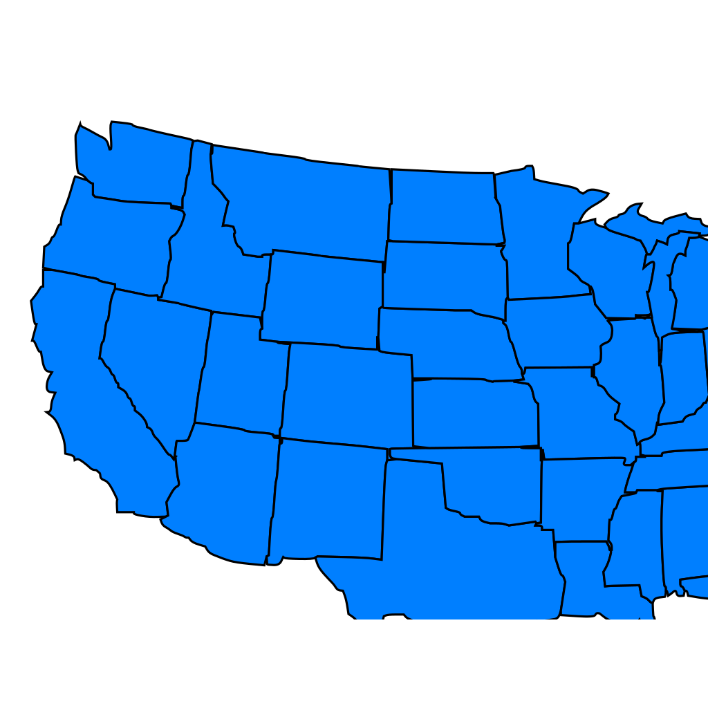 United States Map Outline Blue